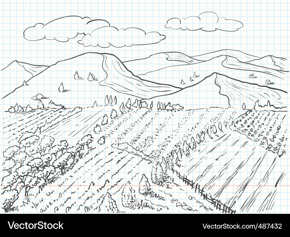 Landscape sketch Royalty Free Vector Image - VectorStock