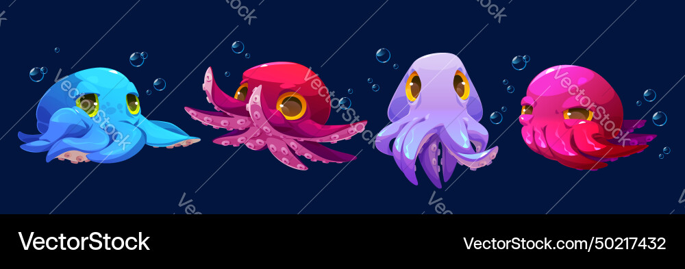 Octopus cartoon character set Royalty Free Vector Image