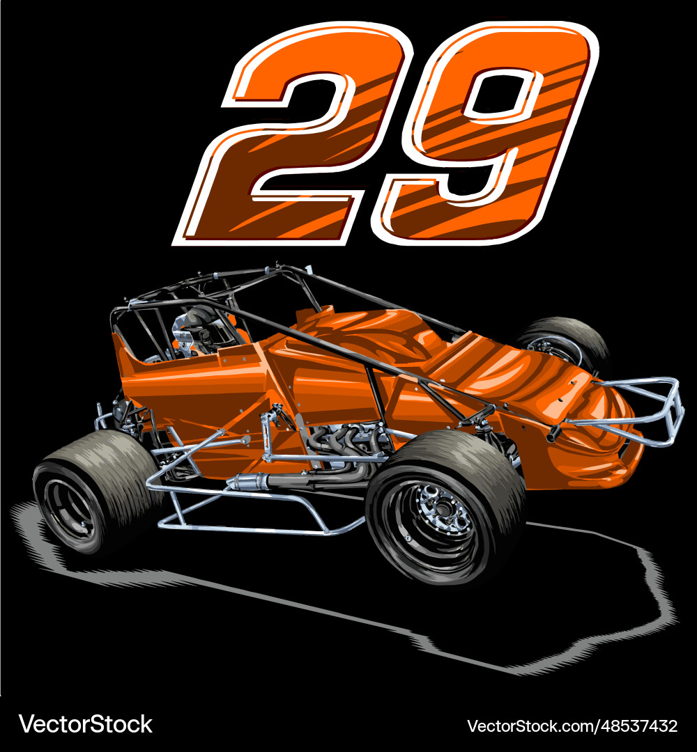 Orange drag racing car with grey strip Royalty Free Vector