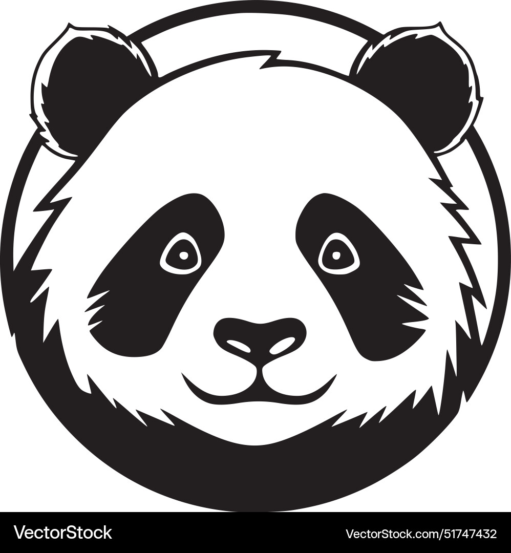 Panda - black and white Royalty Free Vector Image