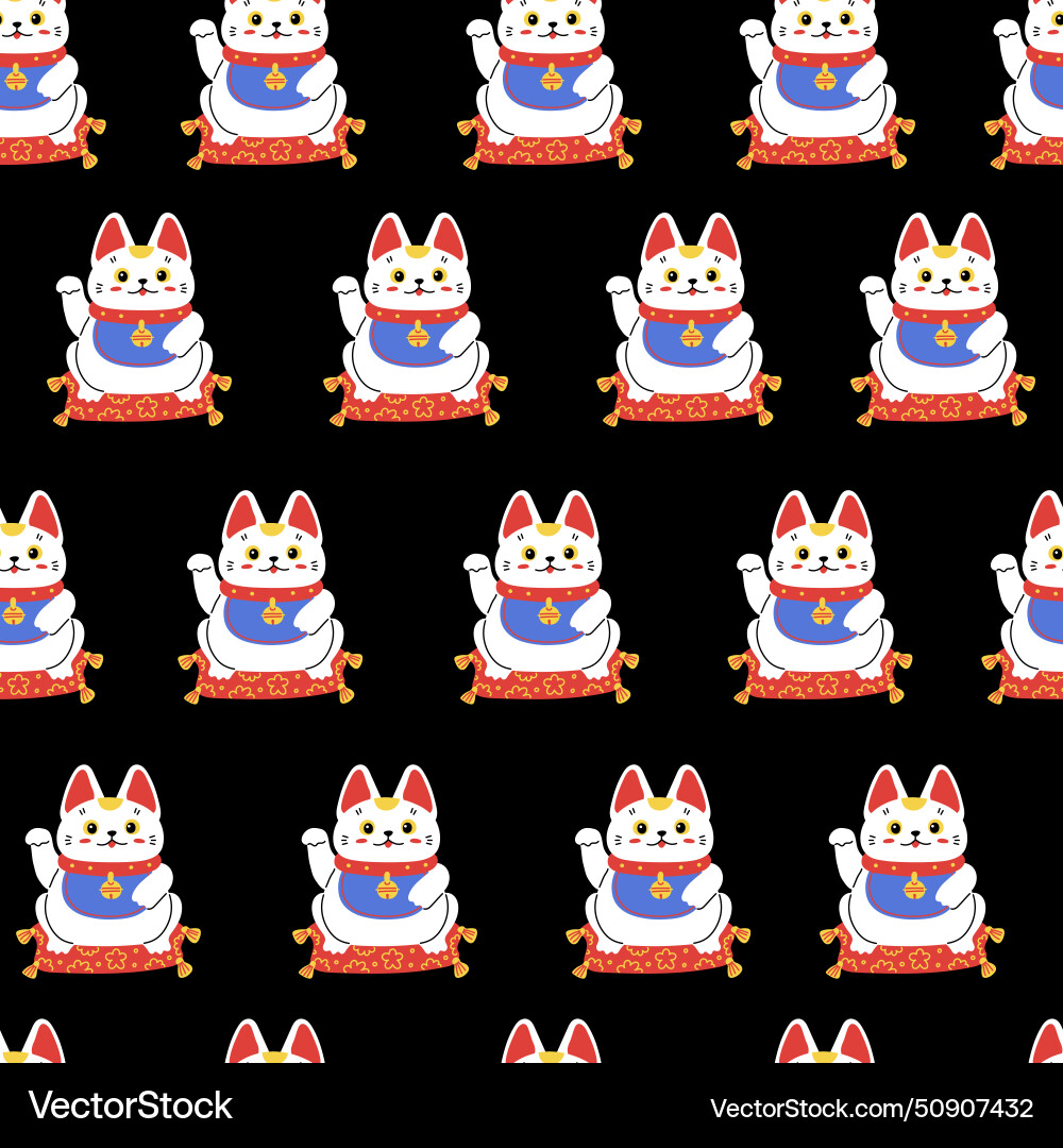 Seamless pattern with japanese maneki neko Vector Image