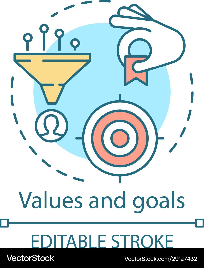 Values and goals concept icon vision mission Vector Image