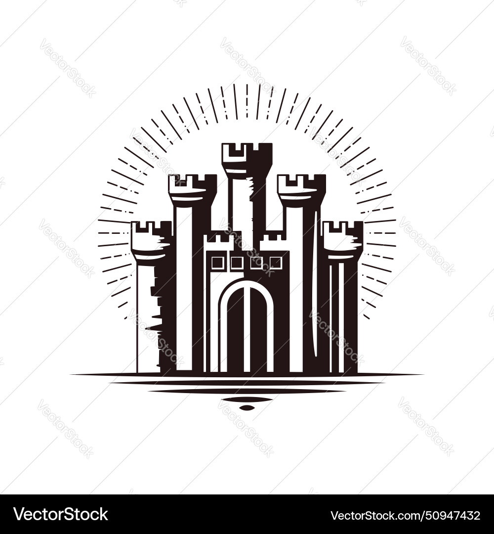 Vintage retro old brick stone castle tower palace Vector Image