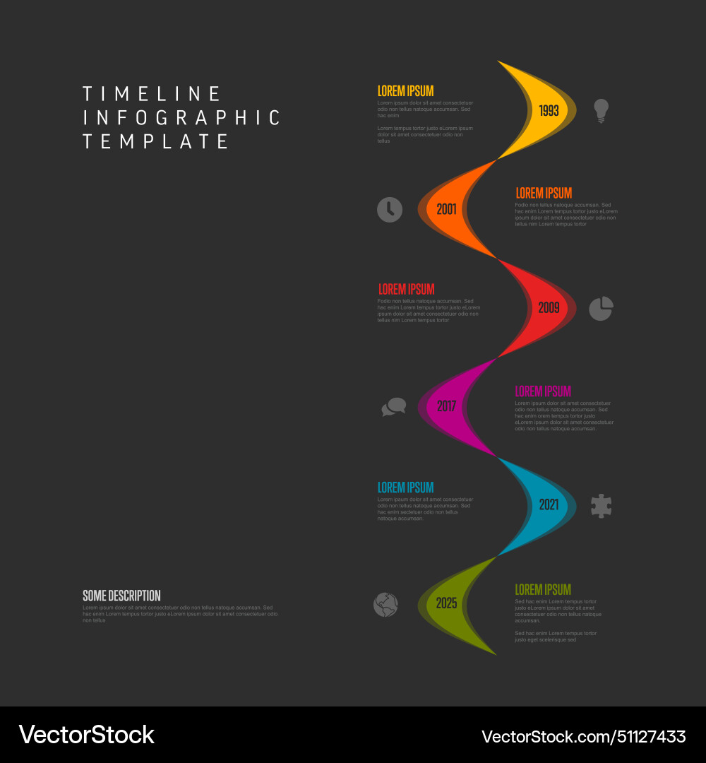 Color vertical timeline with wavy curves template Vector Image