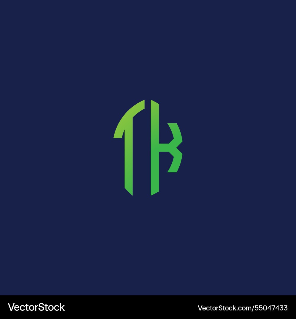 Creative initial letters tk with eco leaf shape Vector Image