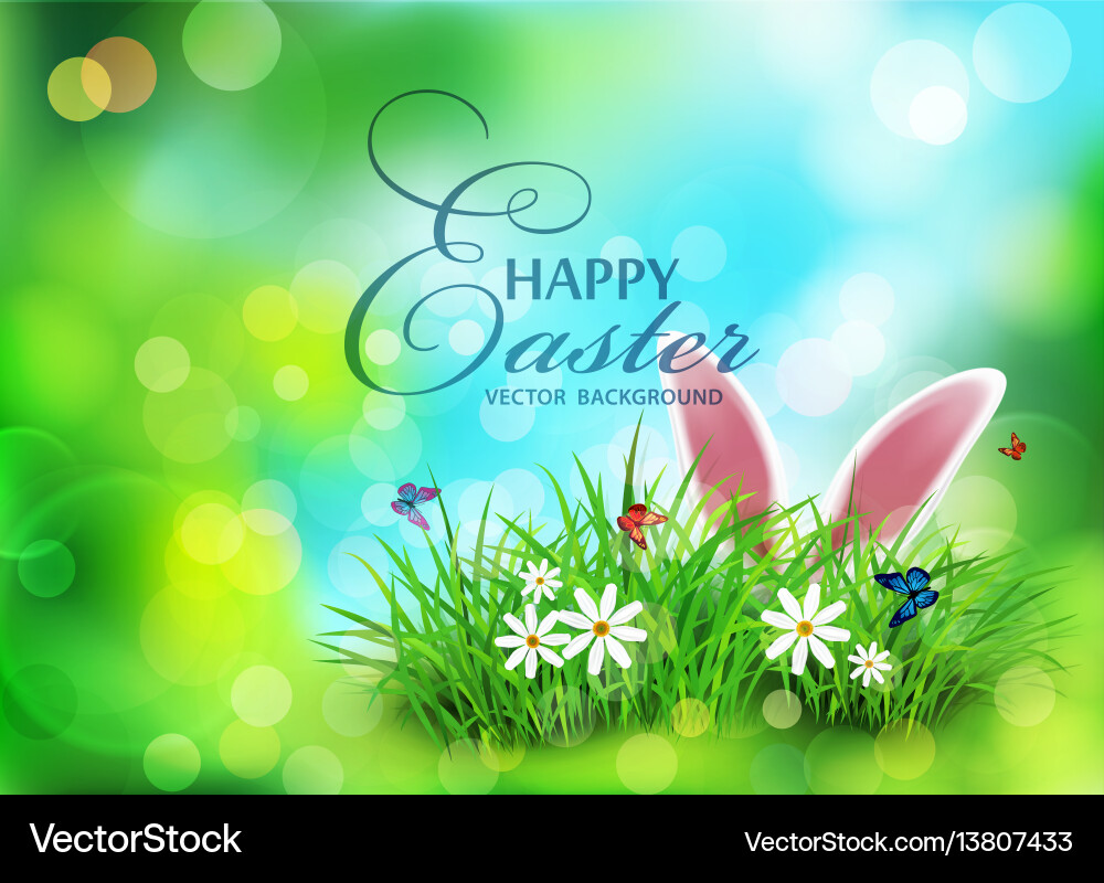 Easter Rabbit Meadow Background Royalty Free Vector Image