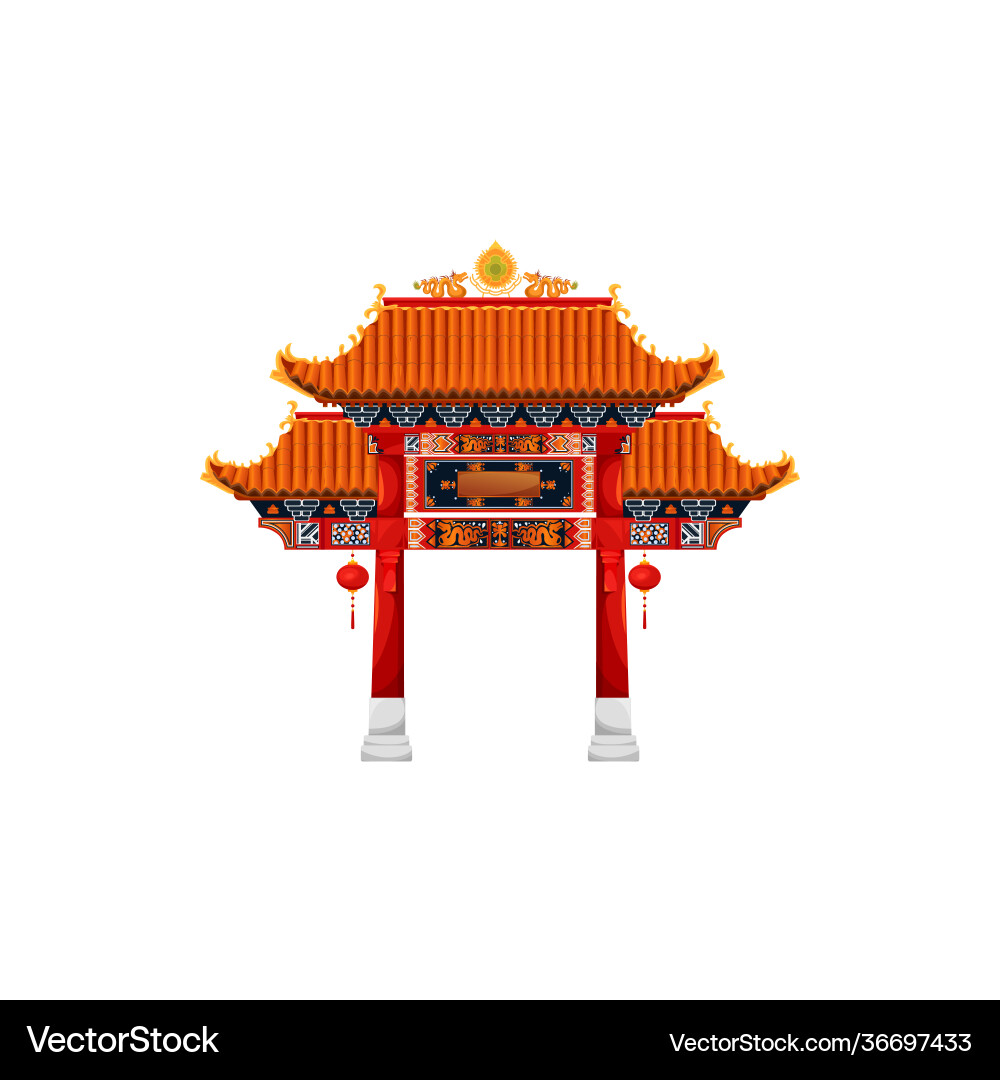 Entrance with roisolated chinese gate building Vector Image