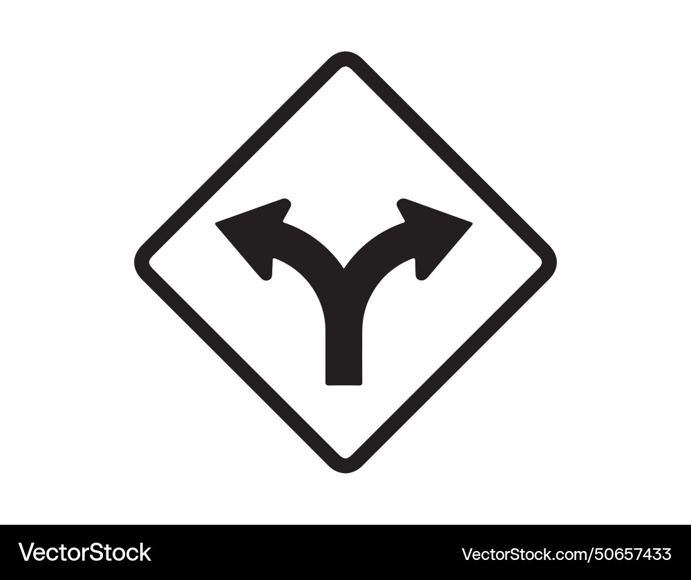 Fork Road Sign Silhouette Royalty Free Vector Image