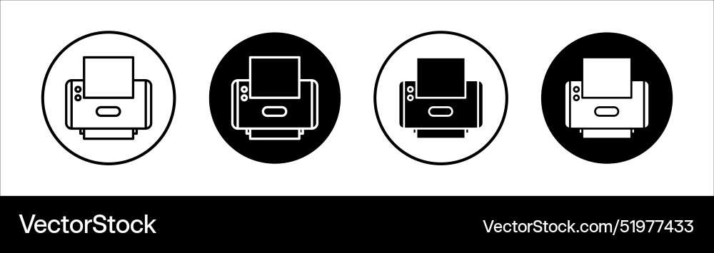 Office printer flat line icon set office printer Vector Image
