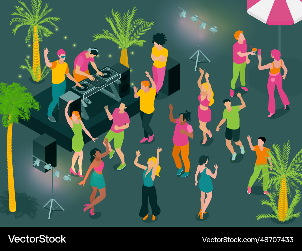 Tropical dj party composition Royalty Free Vector Image