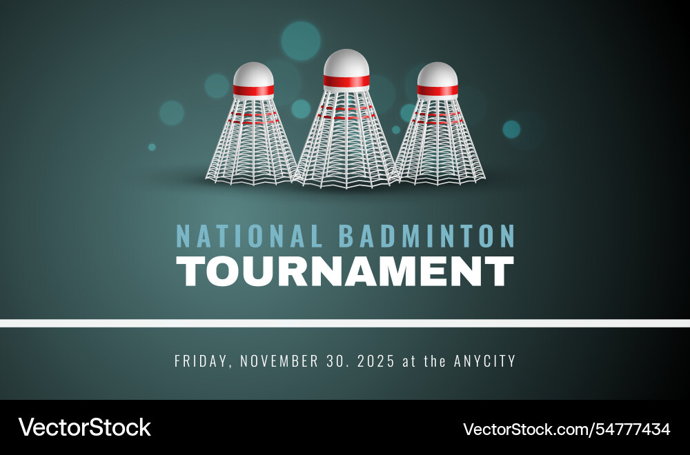Badminton tournament banner template design 3d Vector Image