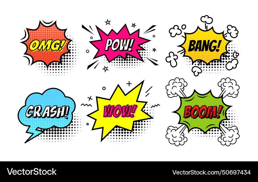 Comic speech bubble with text omg pow bang Vector Image