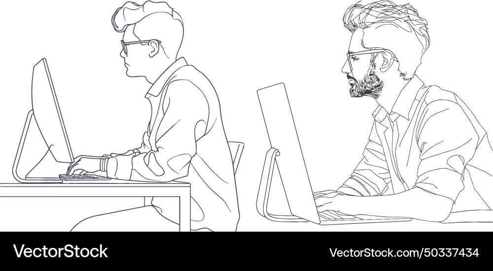Continuous line drawing of office worker Vector Image