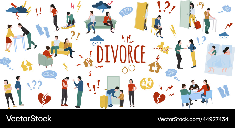 Divorce couple flat Royalty Free Vector Image - VectorStock