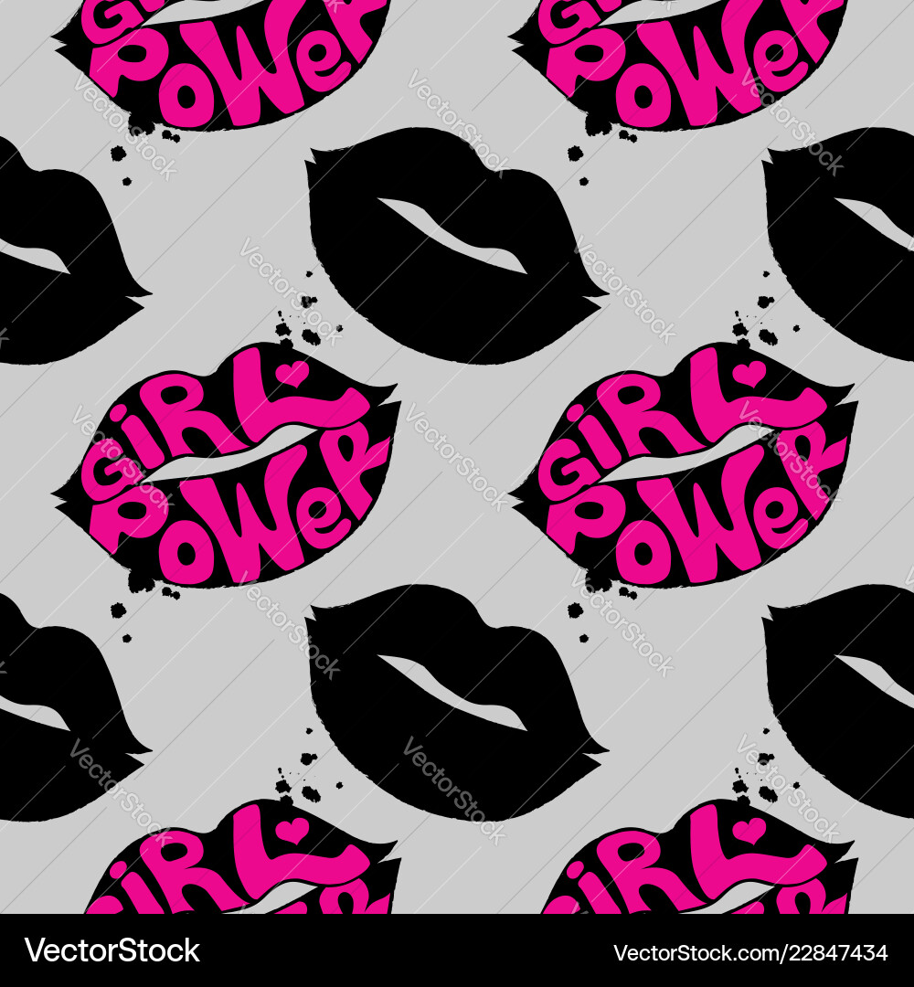 Girl Power Lips Pattern Royalty Free Vector Image