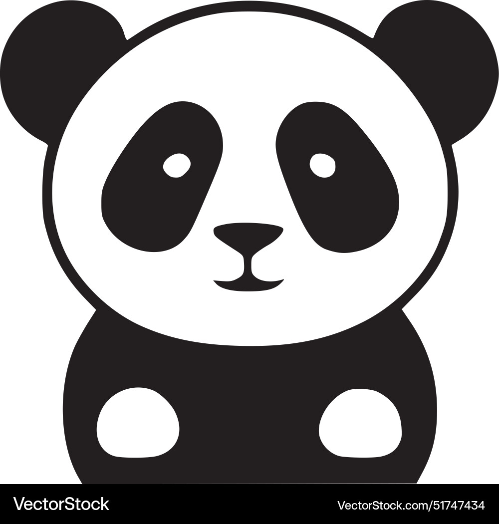 Panda - black and white Royalty Free Vector Image