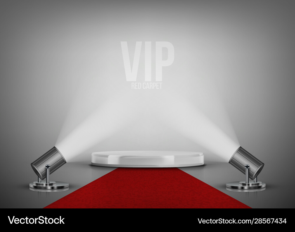 Red Carpet Stage with Spotlights Royalty Free Vector Image