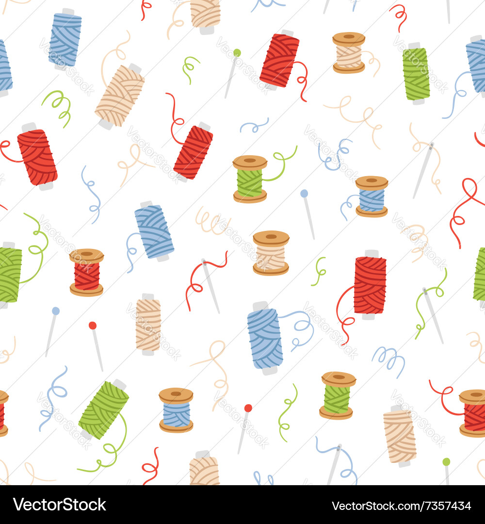 Thread Spools & Sewing Pattern Royalty Free Vector Image
