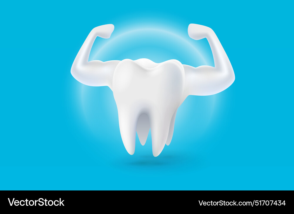 Tooth emoji white 3d Royalty Free Vector Image