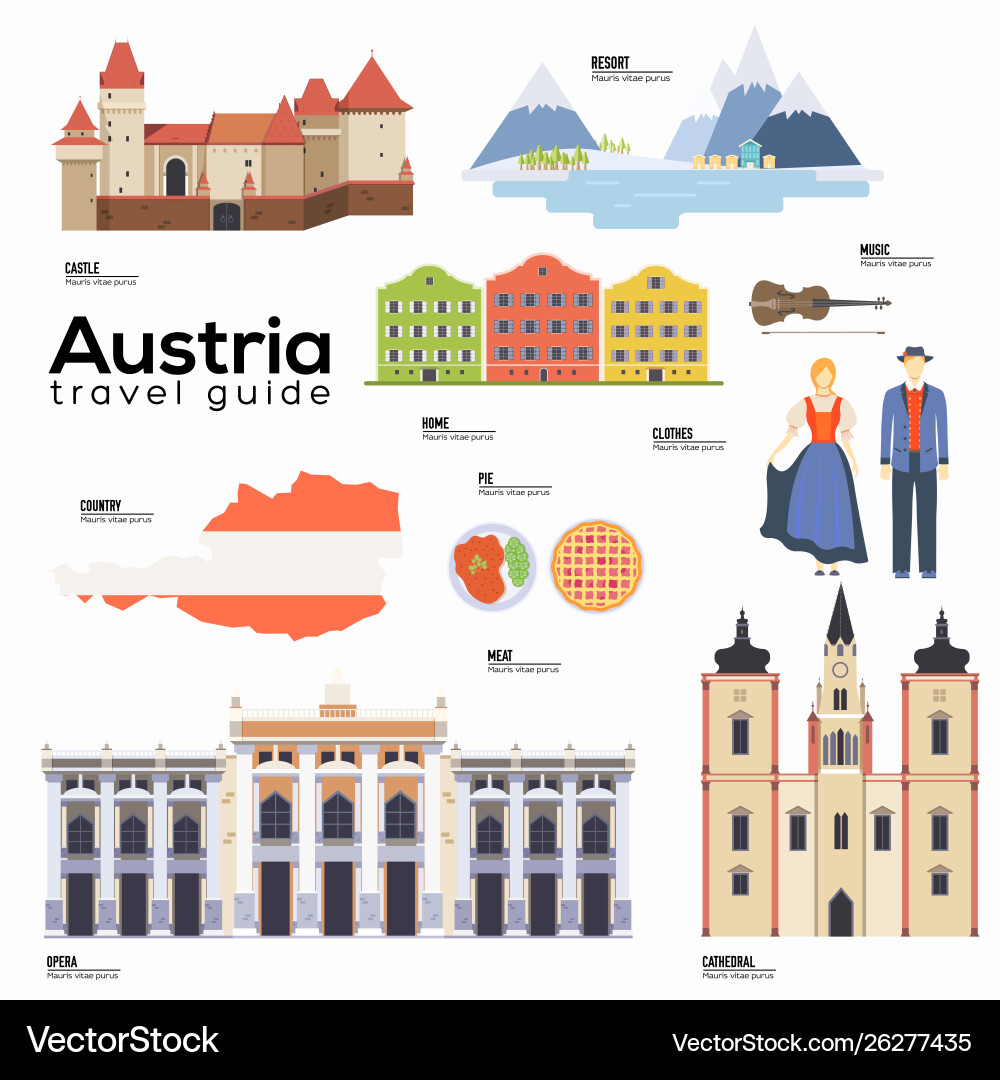 Austria travel guide template set austrian Vector Image