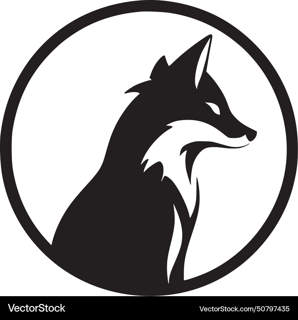 Fox - black and white Royalty Free Vector Image