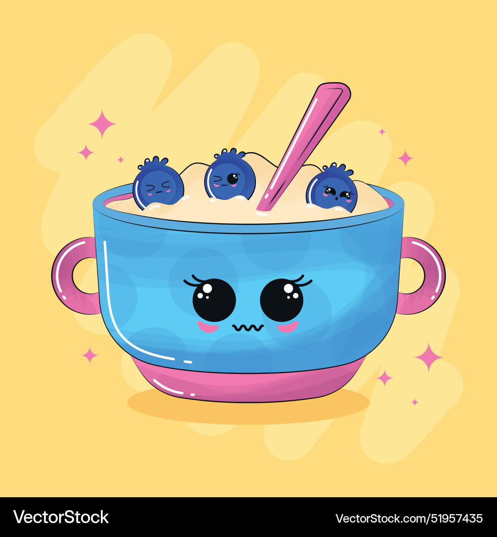 Happy cute bowl cartoon Royalty Free Vector Image