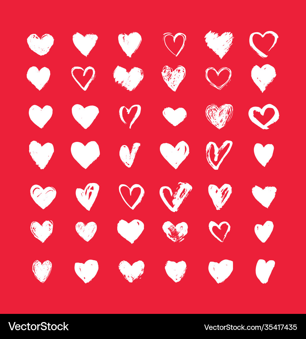 Heart icons set hand drawn Royalty Free Vector Image