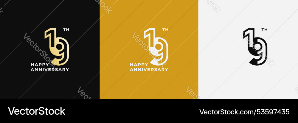 Logo 19th 19 years happy anniversary creative Vector Image