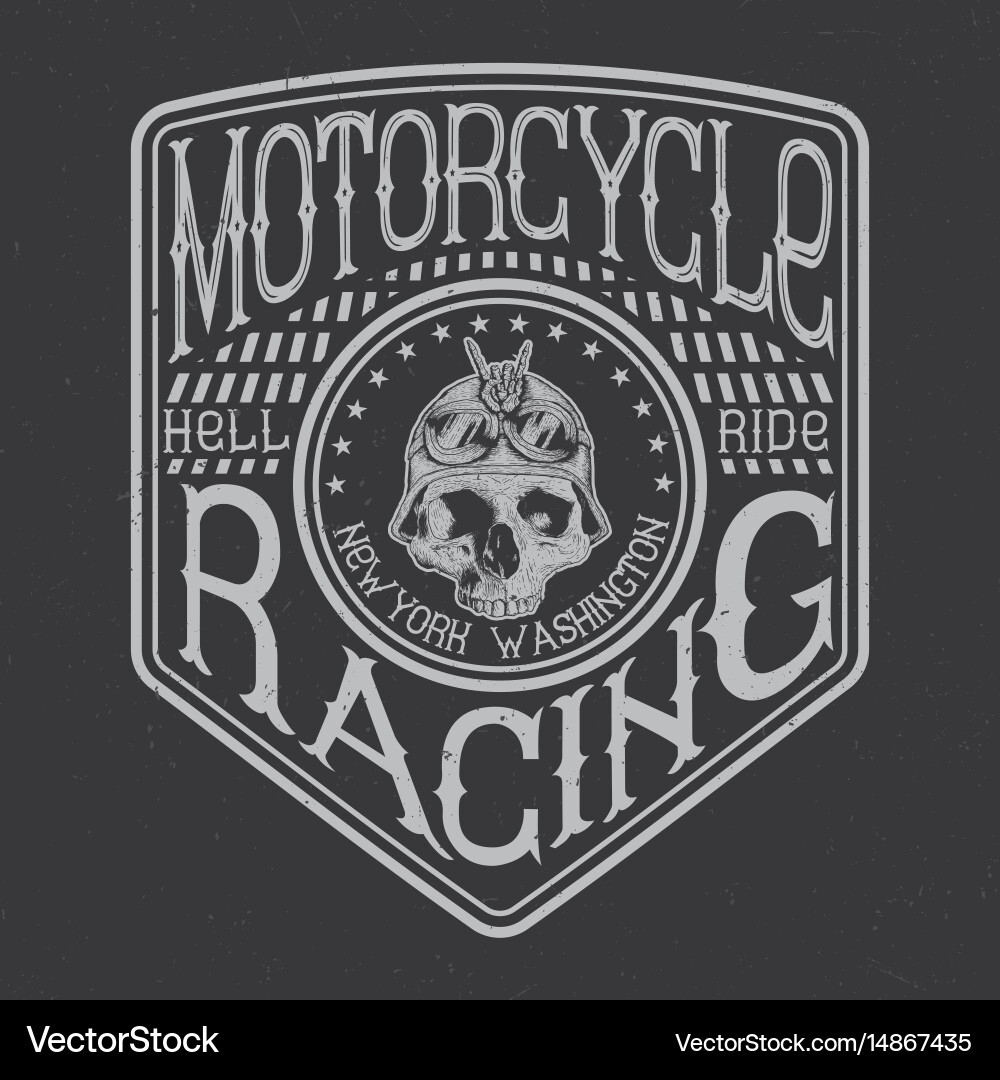Motorcycle Emblem & Typography Royalty Free Vector Image