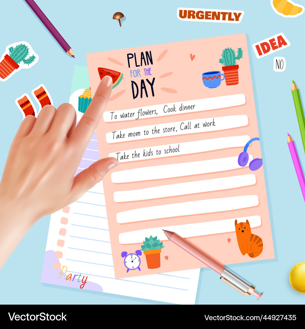 Realistic planner background Royalty Free Vector Image