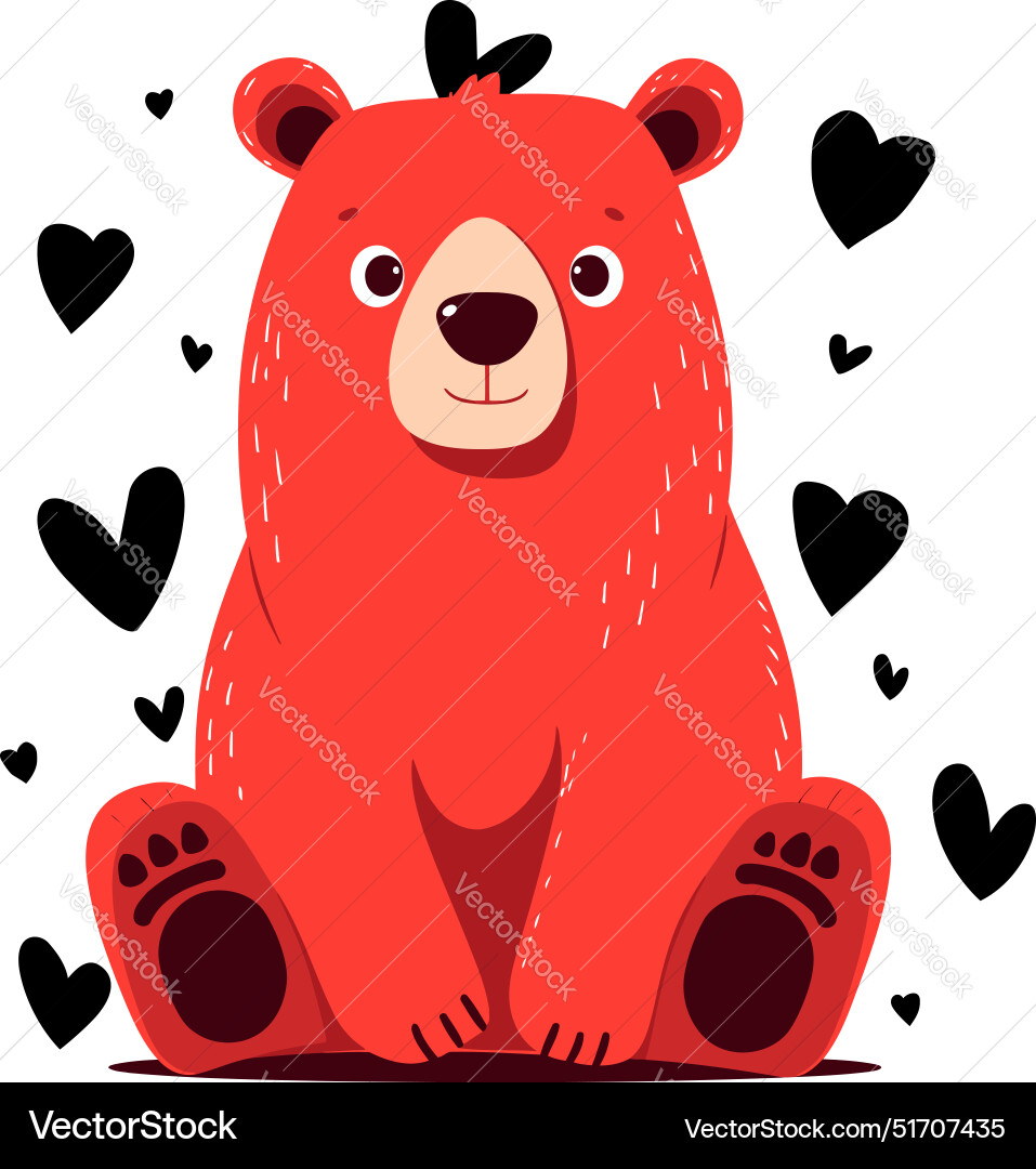 Red bear flat Royalty Free Vector Image - VectorStock