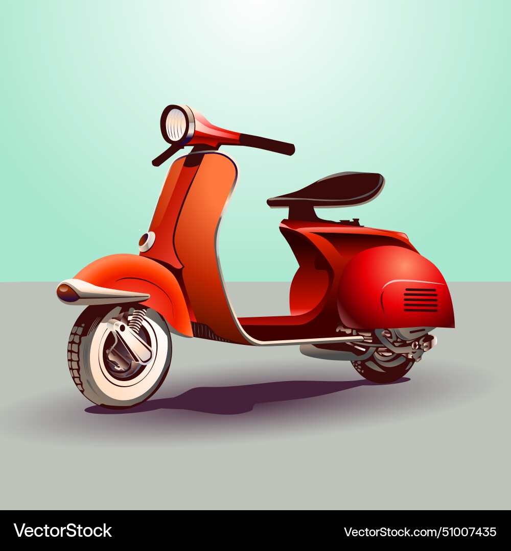 Red moped vintage Royalty Free Vector Image - VectorStock