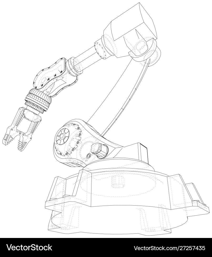 Robotic arm technical wire-frame Royalty Free Vector Image