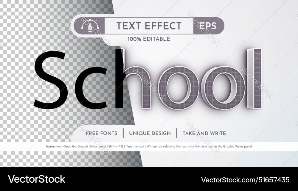 School editable text effect graphic style Vector Image