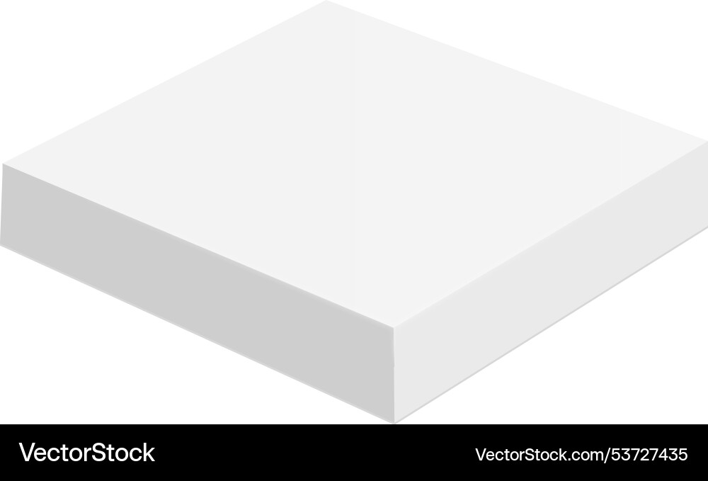 Square paper box lid realistic white mockup Vector Image