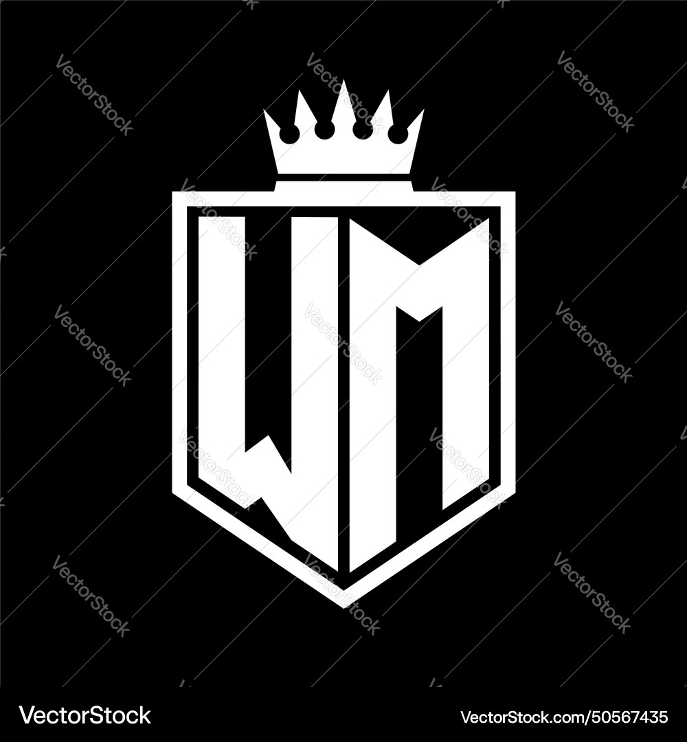 Wm logo monogram bold shield geometric shape Vector Image