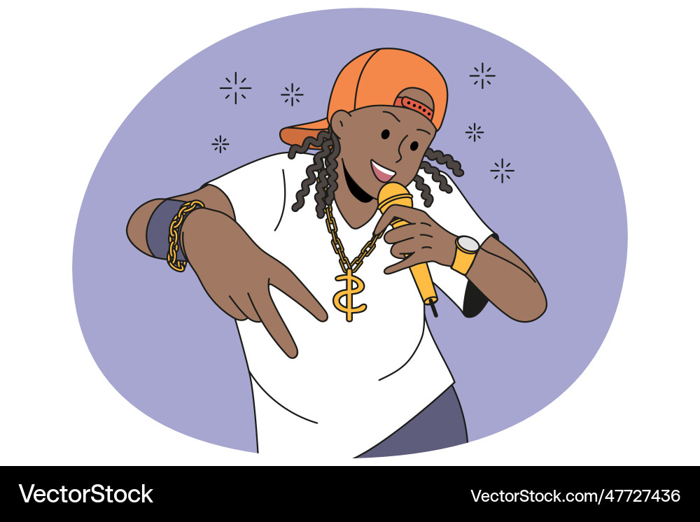 African american rapper singing Royalty Free Vector Image