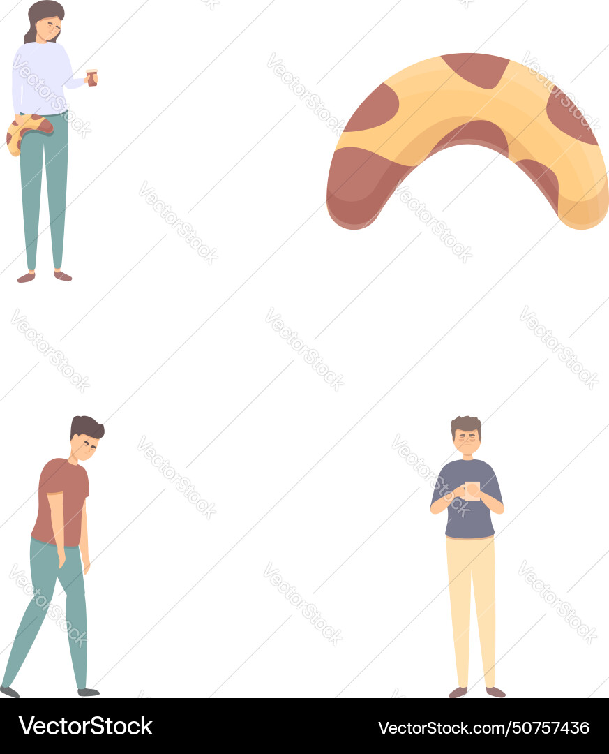 Biological clock icons set cartoon people Vector Image