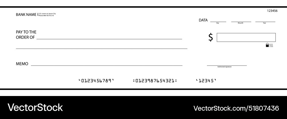 Cheque money checkbook blank business payment Vector Image