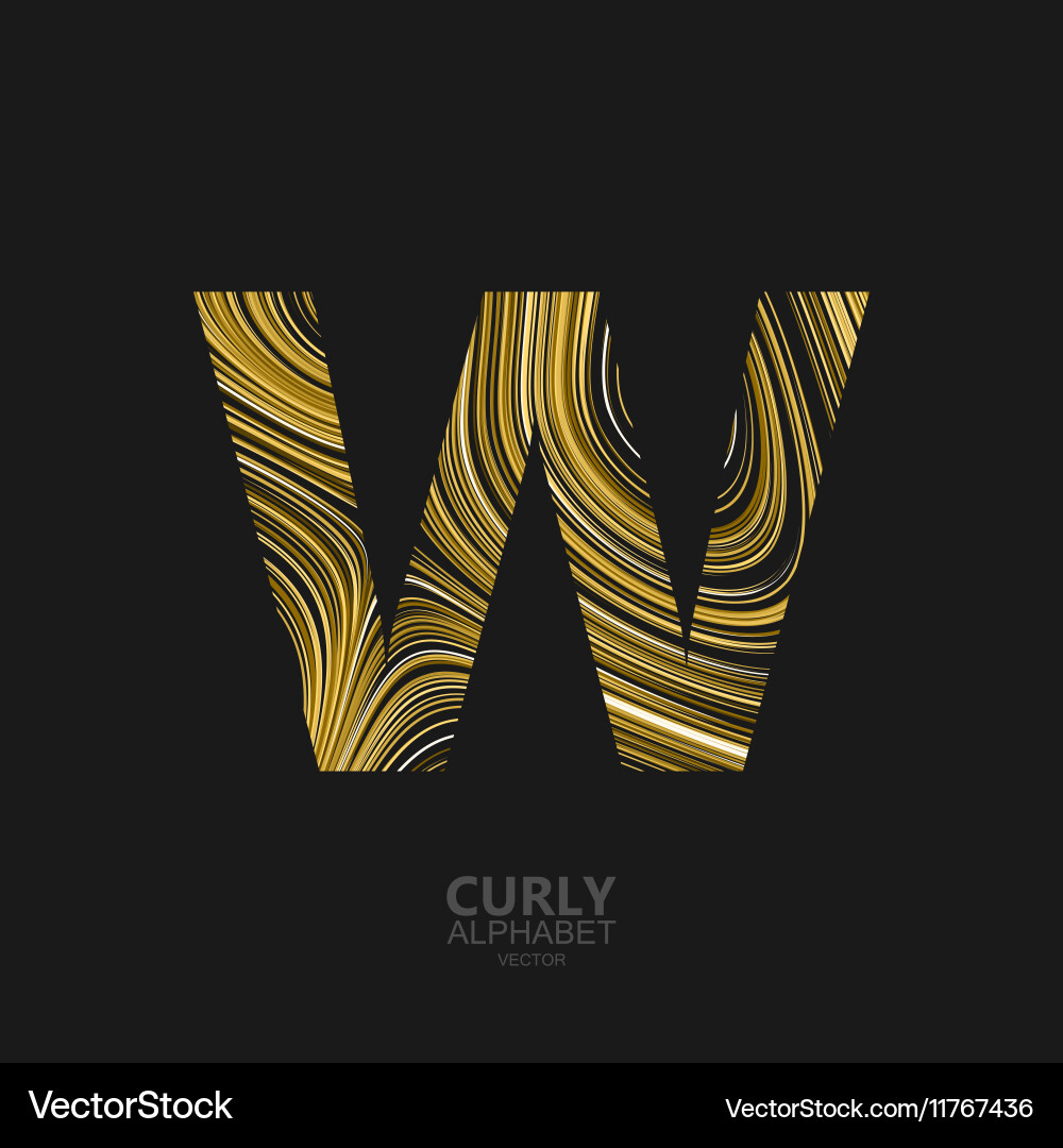 Curly textured letter w Royalty Free Vector Image
