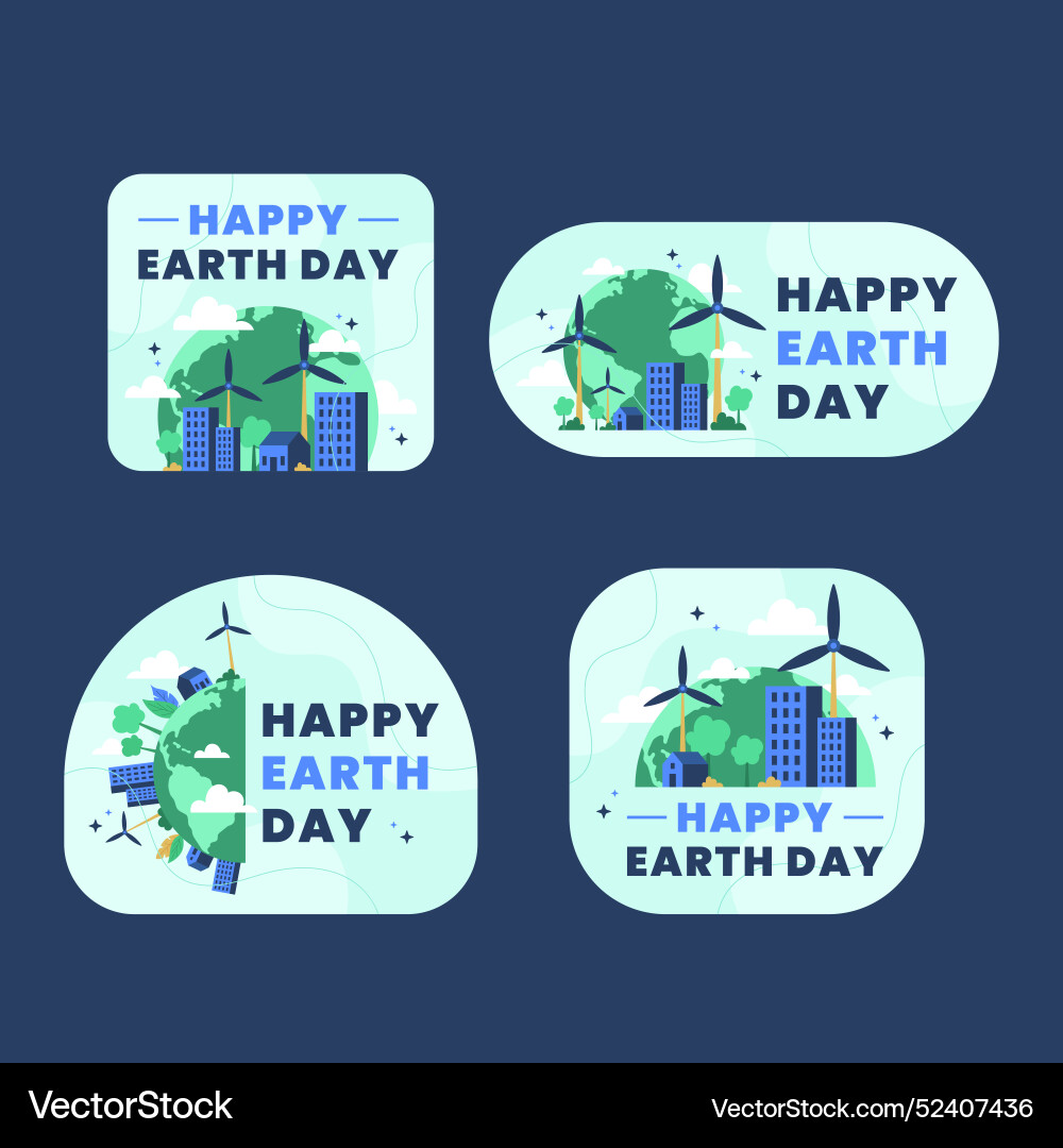 Flat earth day labels collection Royalty Free Vector Image