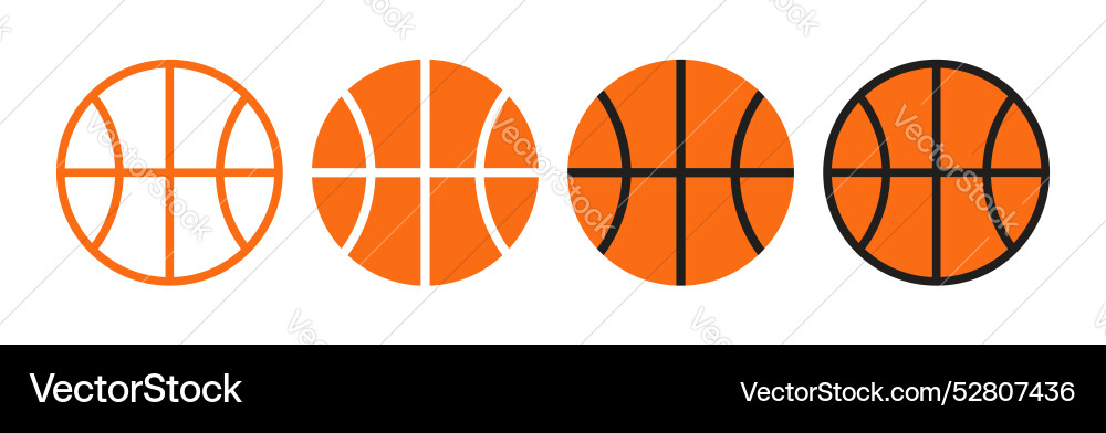 Orange basketball ball icons set Royalty Free Vector Image