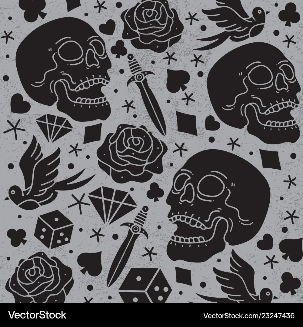 Pattern horror tattoo Royalty Free Vector Image