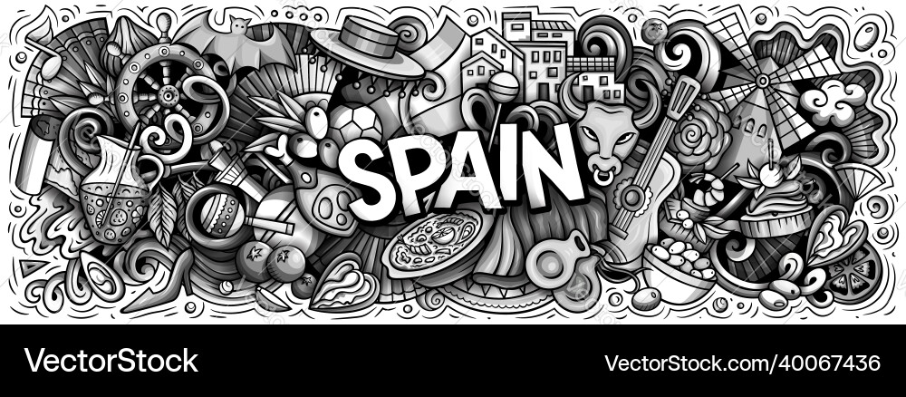 Spain hand drawn cartoon doodles Royalty Free Vector Image