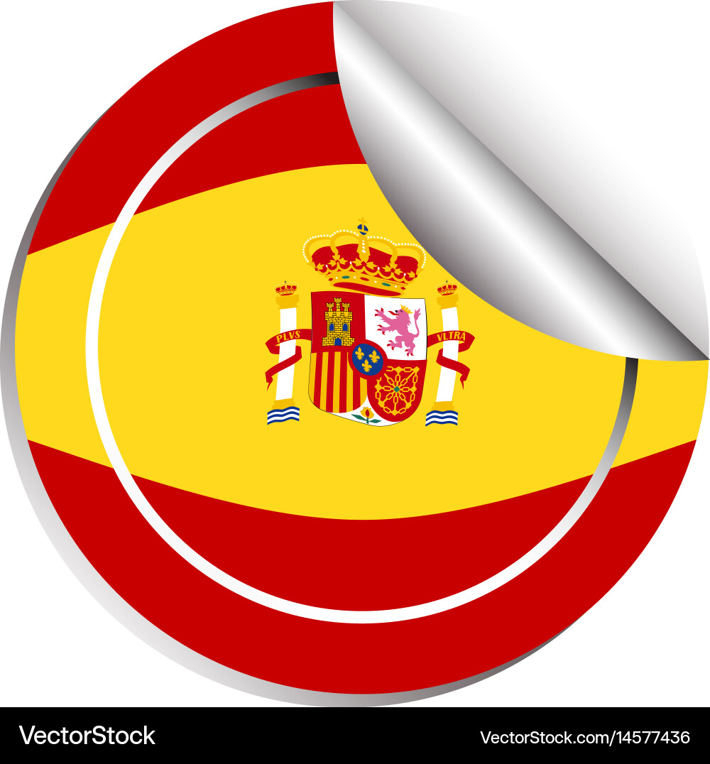 Sticker design for flag of spain Royalty Free Vector Image