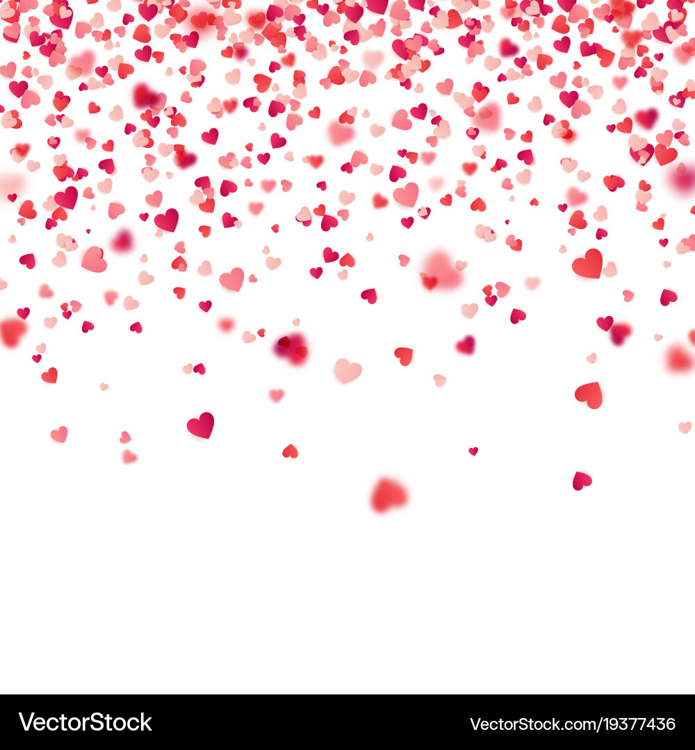 Valentines day red background with blurred hearts Vector Image