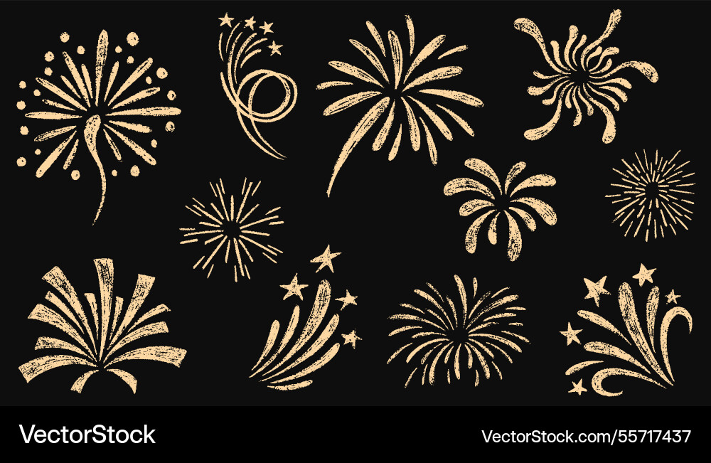 2768 fireworks crayon Royalty Free Vector Image
