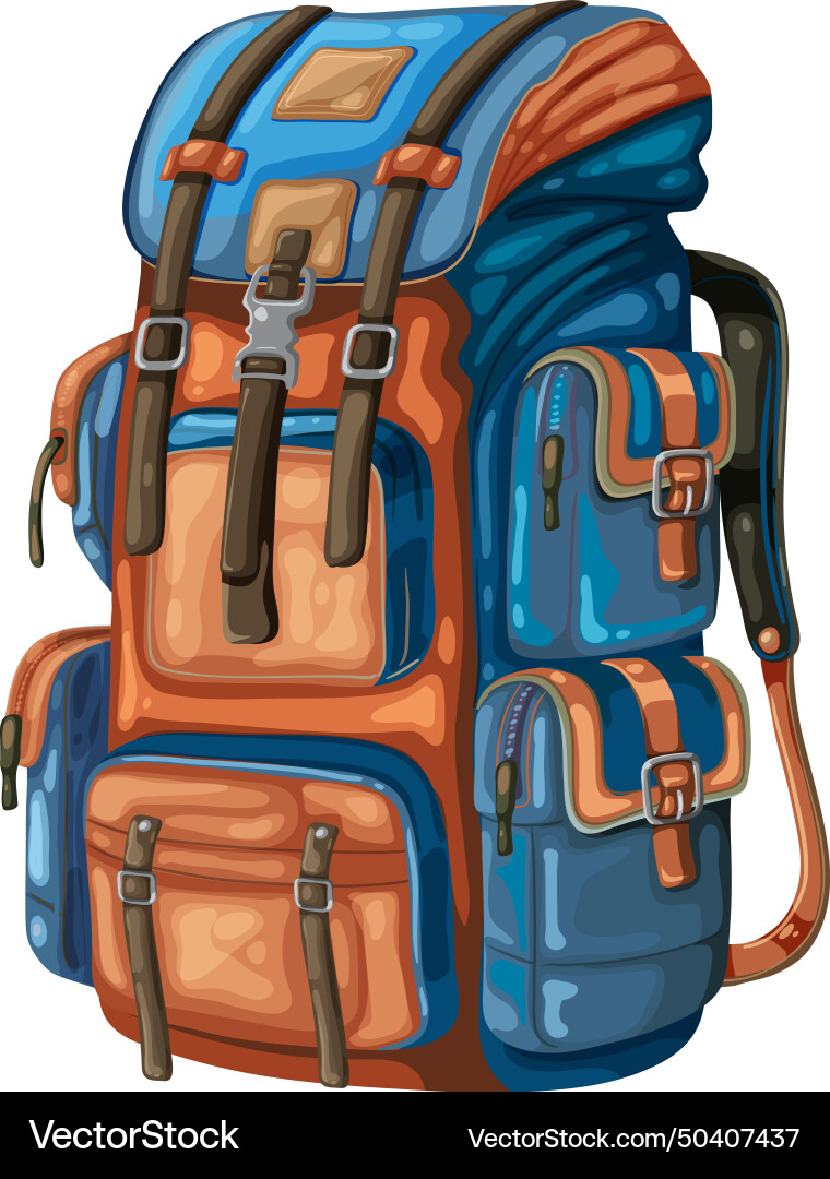 Detailed backpack with vibrant colors Royalty Free Vector