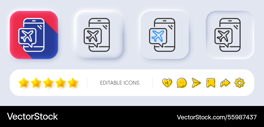 Flight mode line icon airplane sign Royalty Free Vector