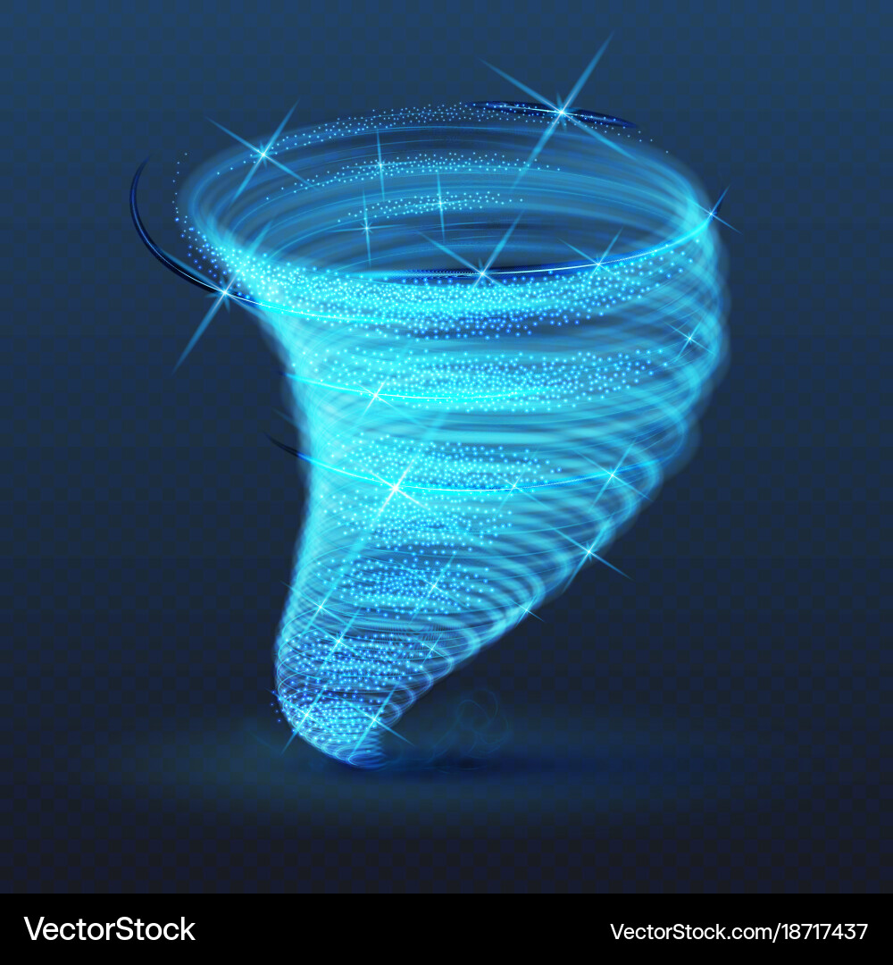 Light illuminated whirlwind glowing tornado Vector Image